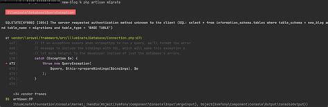 Exception On Php Artisan Migrate Illuminatedatabasequeryexception