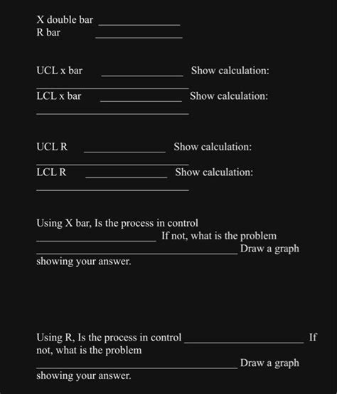 solved x double bar r bar ucl x bar show calculation lcl x
