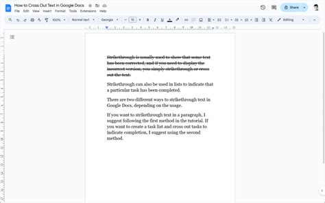 How To Cross Out Text In Google Docs Strikethrough
