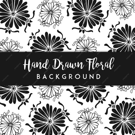 Free Vector Black And White Hand Drawn Floral Background