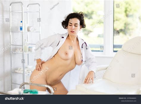 Portrait Luxurious Naked Nurse White Coat Stock Photo Shutterstock