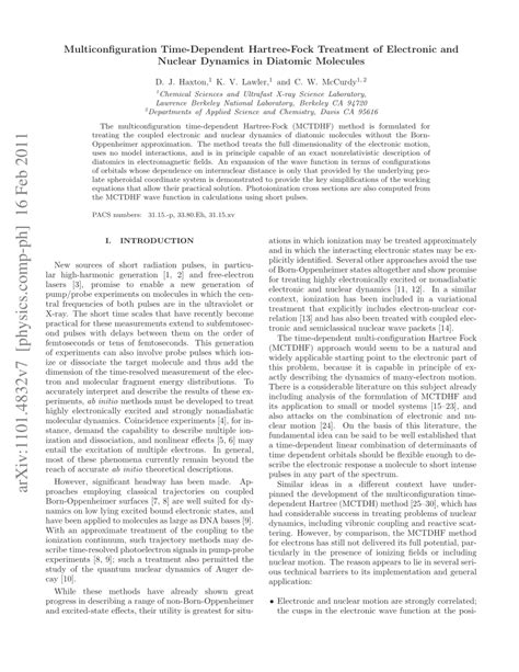pdf multiconfiguration time dependent hartree fock treatment of