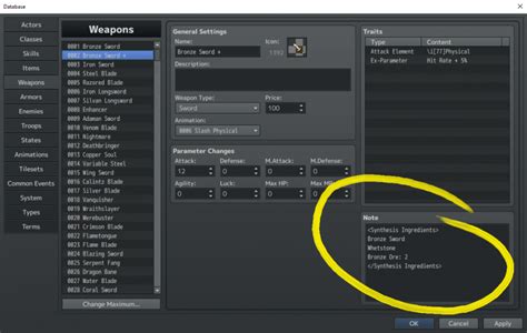 Using Weapons As Ingredients With Yanflys Item Synthesis Plugin Rpg