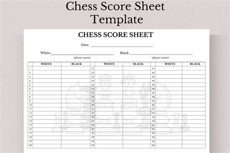 Printable Chess Score Sheet Template Printable Chess Score Card Chess Score Sheet Chess