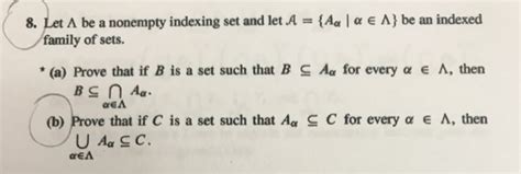 solved let a be a nonempty indexing set and let a {a