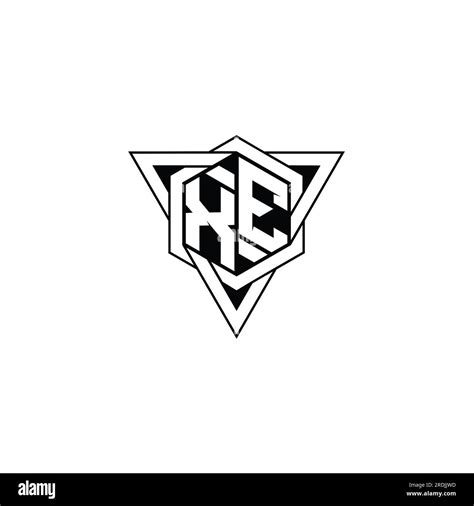 Xe Letter Logo Monogram Hexagon Shape With Triangle Geometric Outline Sharp Modern Style Design