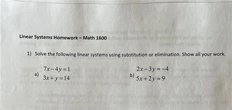 Solved Solve The Following Linear Systems Using Chegg