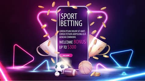 스포츠 베팅 배경에 네온 삼각형 프레임이 있는 스마트폰이 있는 배너 챔피언 컵 떨어지는 금화 네온 블루와 핑크 삼각형이 있는 장면의 스포츠 공 검은색에 대한 스톡 벡터 아트