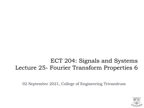 Solution Signals And Systems Lecture 25 Fourier Transform Properties6