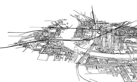 Outline City Concept Wire Frame Style Royalty Free Vector