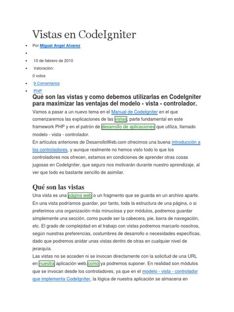 Vistas En Codeigniter Pdf Directorio Computación Php
