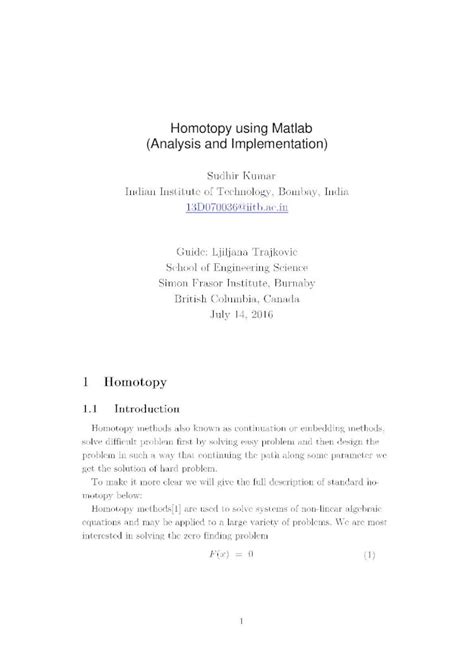 Pdf Homotopy Using Matlab Analysis And Implementation€¦ · Homotopy Using Matlab Analysis
