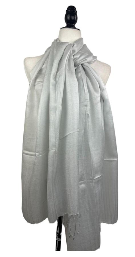 Silver Silk Shawl Vibrant Dressy Elegant Scarf Bridal Wedding
