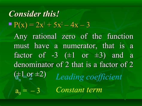 Rational Zero Of Polynomial Function Ppt