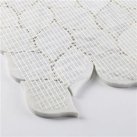 Wholesale Water Jet Bianco Carrara White Marble Leaf Mosaic Tiles Mm