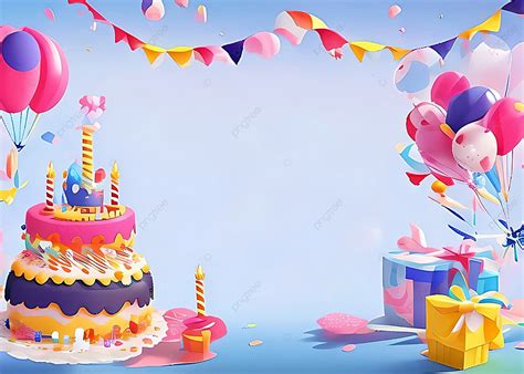 생일 파티 블루 핑크 만화 배경 생신 파티 생일 파티 배경 일러스트 및 사진 무료 다운로드 Pngtree