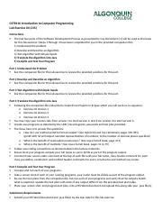 CST Lab Exercise Docx CST Introduction To Computer Programming Lab Exercise S