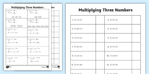 Multiply 3 Numbers Worksheet Worksheet Teacher Made