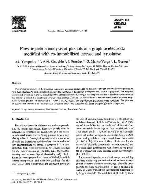 Pdf Flow Injection Analysis Of Phenols At A Graphite Electrode Modified With Co Immobilised
