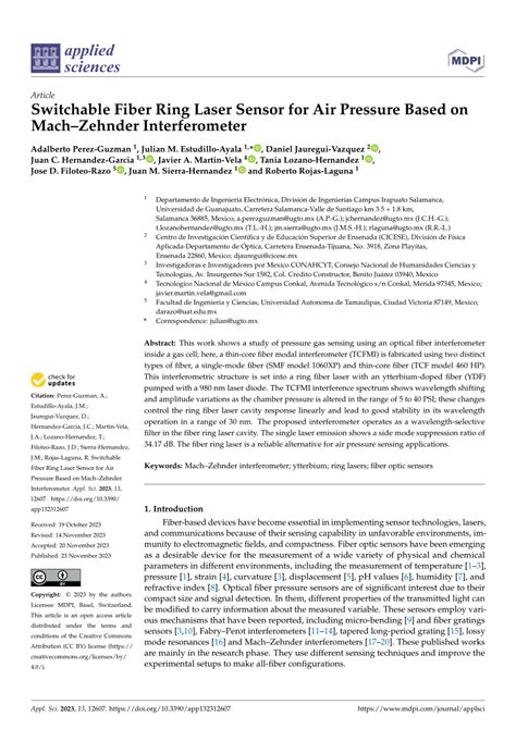 Pdf Switchable Fiber Ring Laser Sensor For Air Pressure Based On Mach Zehnder Interferometer