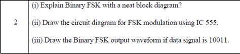 Solved 1 Explain Binary Fsk With A Neat Block Diagram 2