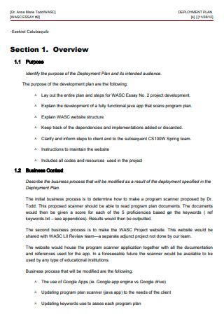 FREE Project Deployment Plan Samples To Download