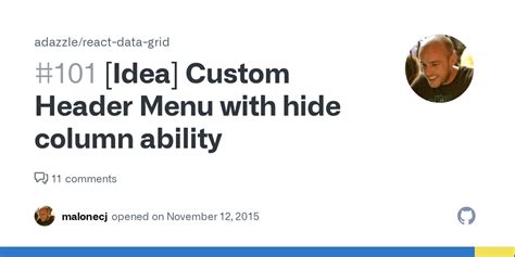 Idea Custom Header Menu With Hide Column Ability · Issue 101 · Adazzlereact Data Grid · Github