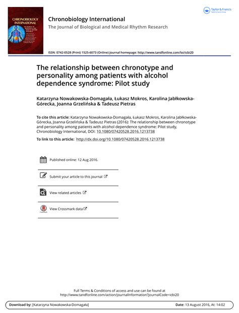 Pdf The Relationship Between Chronotype And Personality Among