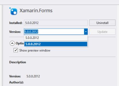 C Why I Can T Upgrade Xamarin Forms To Higher Version In Visual Studio With Nuget Package