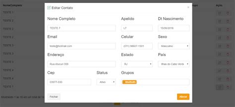 javascript informações não são carregadas no modal editar após