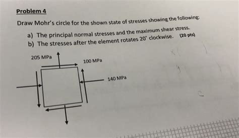 Solved Problem 4 Draw Mohr S Circle For The Shown State Of Chegg Com