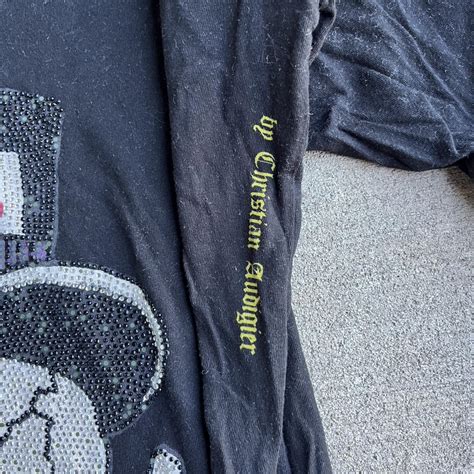 Y2k Ed Hardy Black Longsleeve Skull Bedazzled T Depop