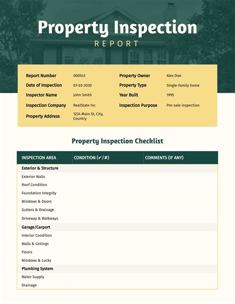Property Inspection Report Template Visme