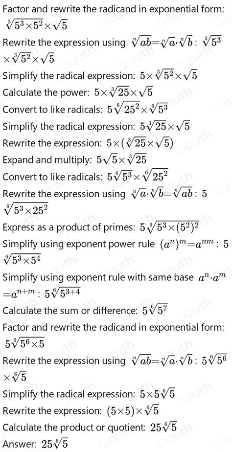 Solved The Expression Sqrt[3] 5 5 · Sqrt 5 Is Equivalent To [math]