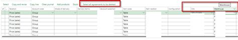 D365FO MASS DELETE TA TRADE AGREEMENTS