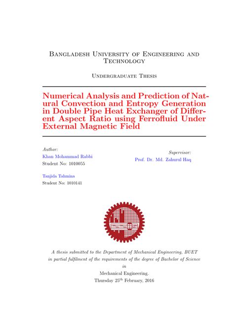 Pdf Numerical Analysis And Prediction Of Natural Convection And Entropy Generation In Double
