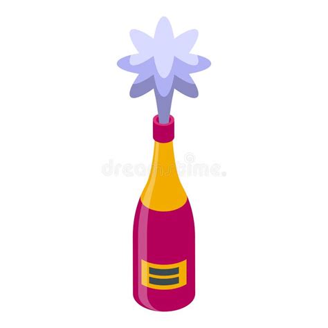 Champagne Bottle Exploding Cork Sparkling Wine Celebration Icon Stock