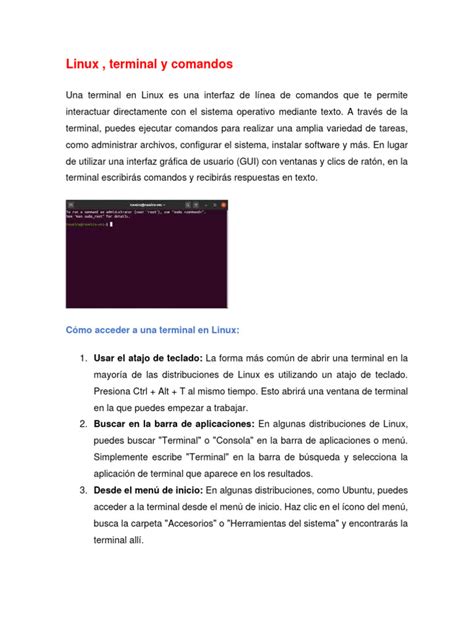 Termina Linux Pdf Interfaz De Línea De Comando Usuario Informática