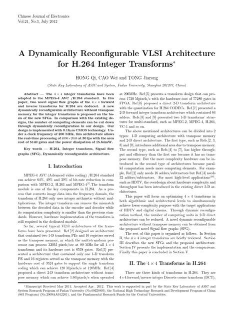 A Dynamically Reconfigurable Vlsi Architecture For H264 Integer