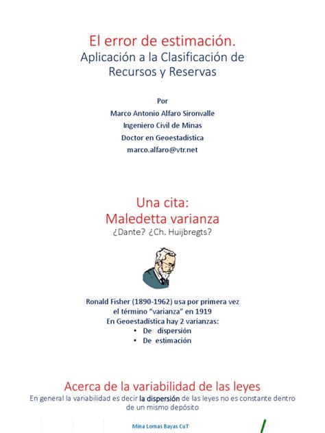 El Error De Estimacion M Alfaro Ma Consultores Pdf Diferencia Análisis Estadístico