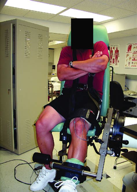 A Subject Performing An Isometric Knee Strength Test On The Test System Download Scientific