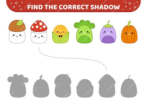 Premium Vector Squishmallow Vegetables Find The Correct Shadow Shadow