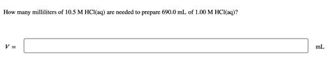 Solved How Many Milliliters Of M HCl Aq Are Needed To Chegg Com