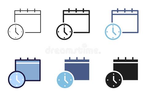 Clock And Calendar Vector Icon Schedule Routine Deadline Graphic Element Stock Vector