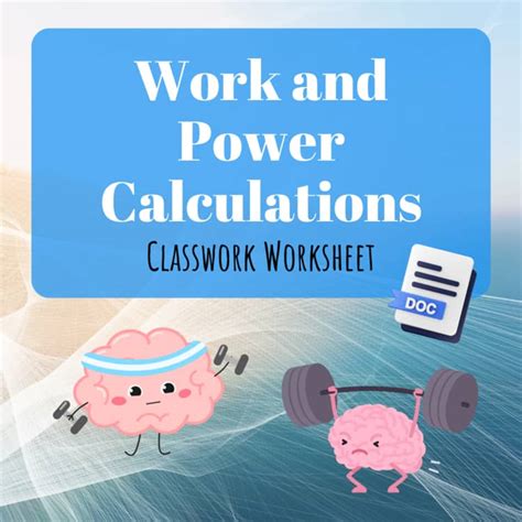 Work And Power Calculations Classwork Worksheet Beginner Friendly