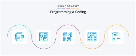 Programming And Coding Blue 5 Icon Pack Including Develop App Develop