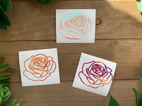 Rose Vinyl Decal Flower Decal Floral Vinyl Decals Etsy