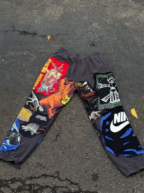 Patchwork Sweatpants Medium Etsy