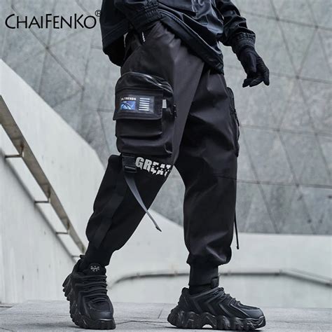 신제품 조거 카고 팬츠 남성 패션 리본 포켓 하렘 팬츠 스웨트팬츠 힙합 하라주쿠 스트릿웨어 캐주얼 팬츠 조거 카고 팬츠 포켓