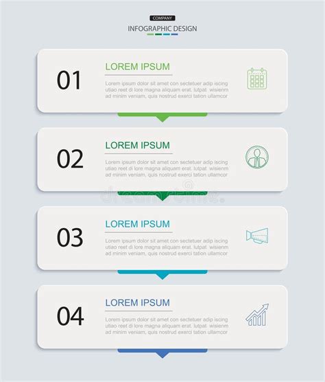 4 Data Infographics Rectangle Tab Index Template Illustration Business